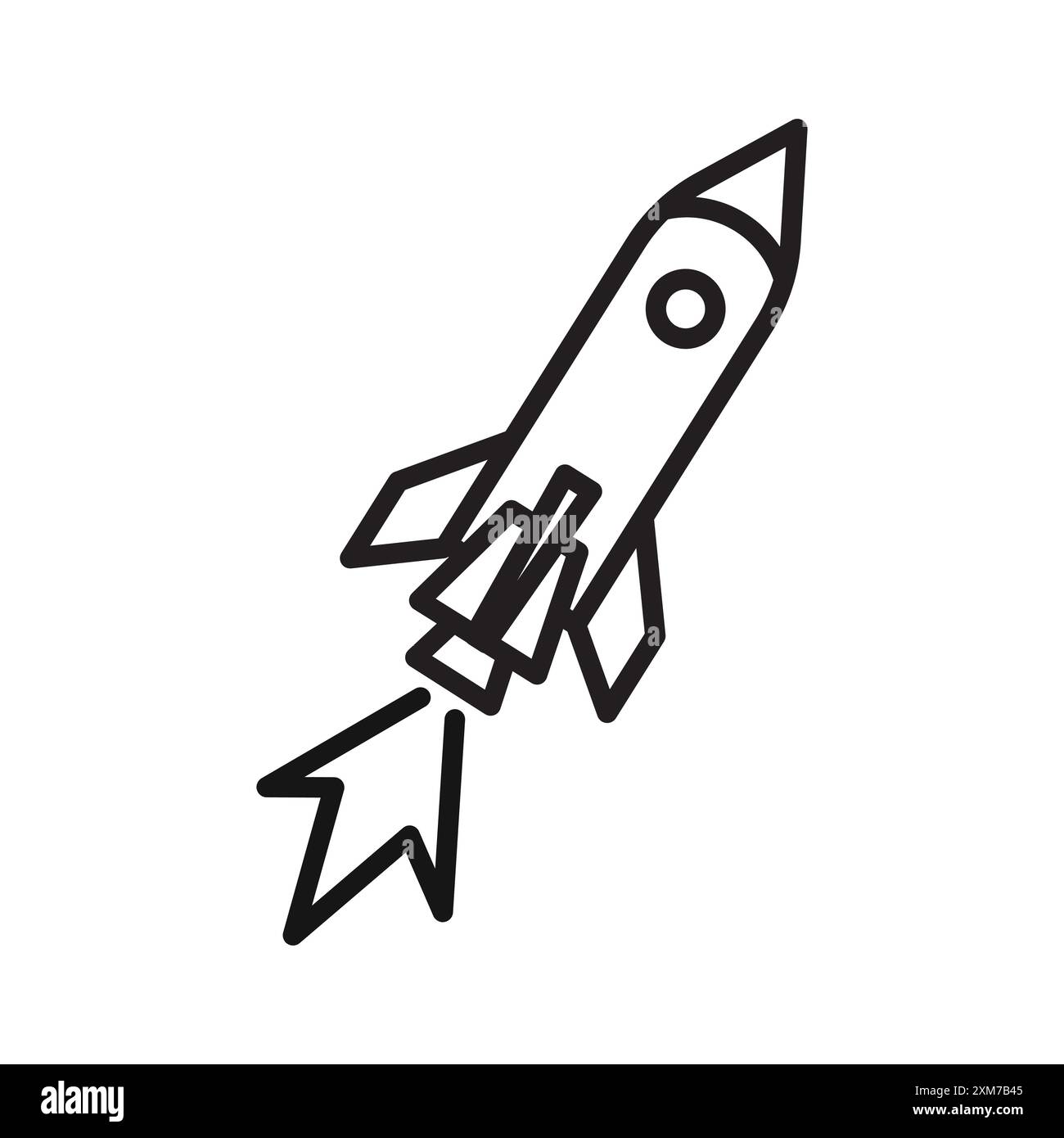 Rocket Spaceship Startup icon Black line art vector in black and white ...