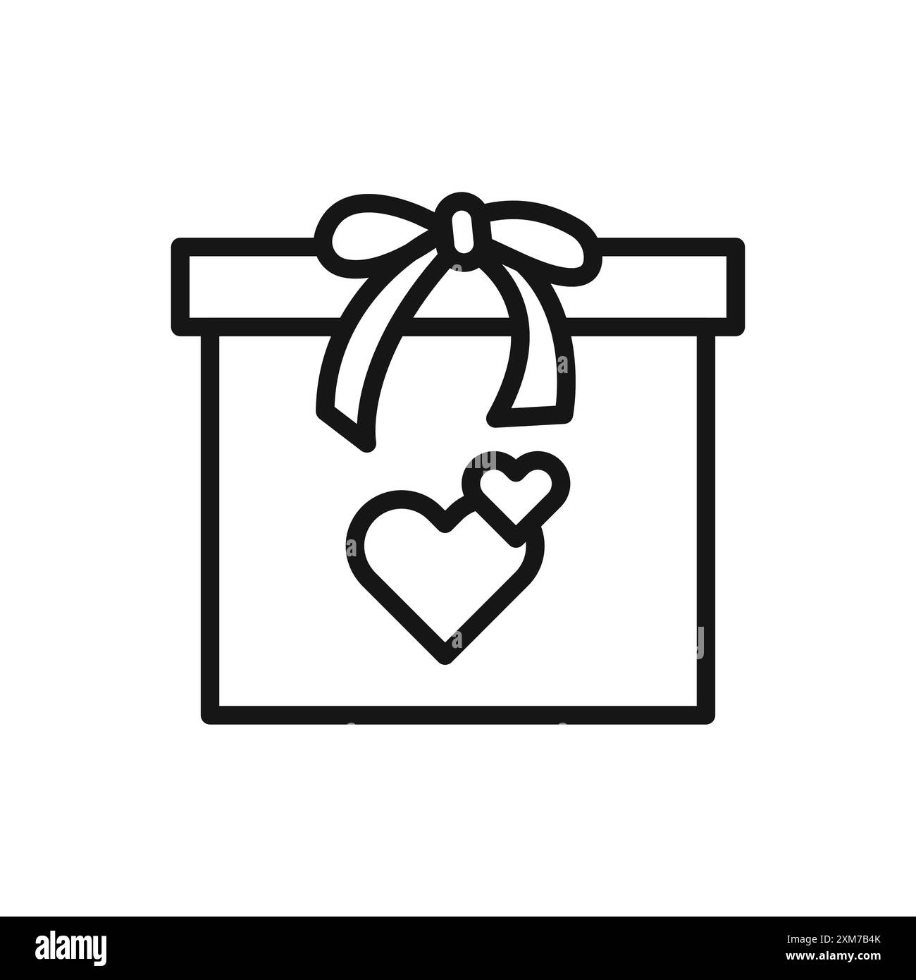 Valentine's day gift icon Black line art vector in black and white ...