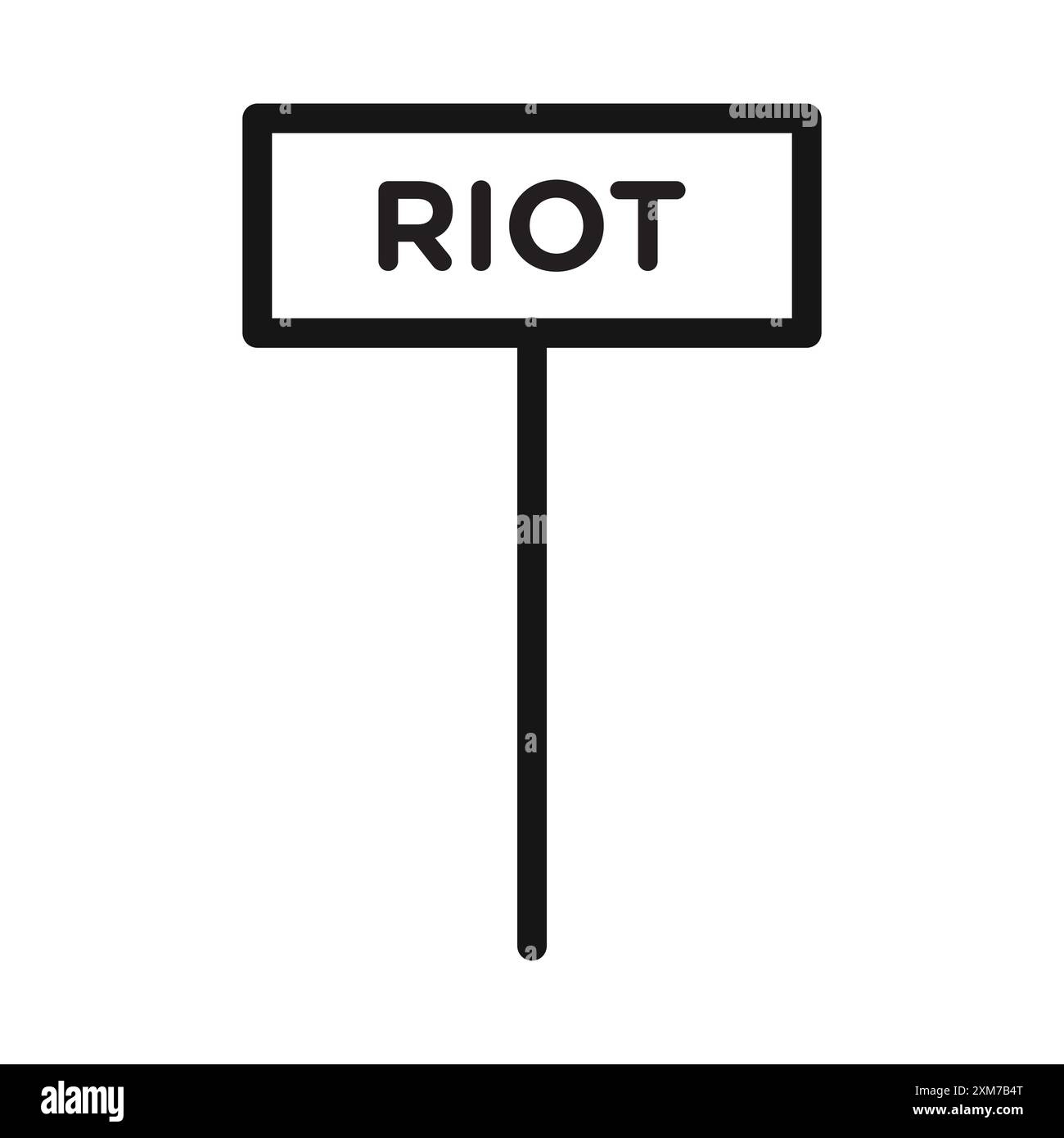 Riot sign icon Black line art vector in black and white outline set ...