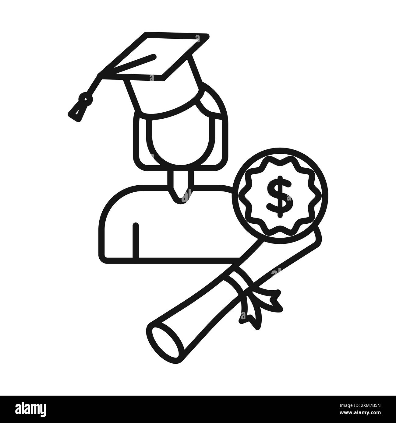 Scholarship icon Black line art vector in black and white outline set ...