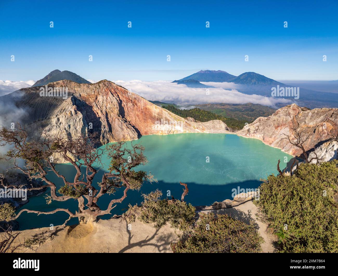 Aerial view of mount Kawah Ijen volcano crater, East Java, Indonesia Stock Photo - Alamy