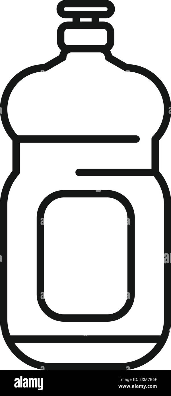 Simple black and white line drawing of a bottle with a pump dispenser ...