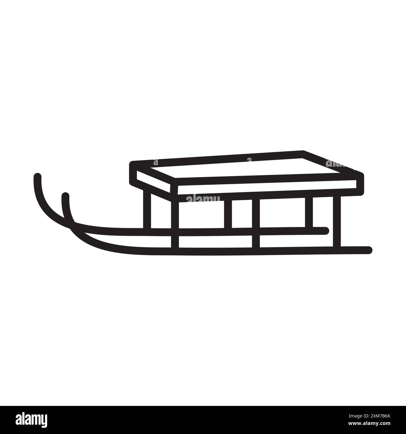 Sled icon Black line art vector in black and white outline set ...