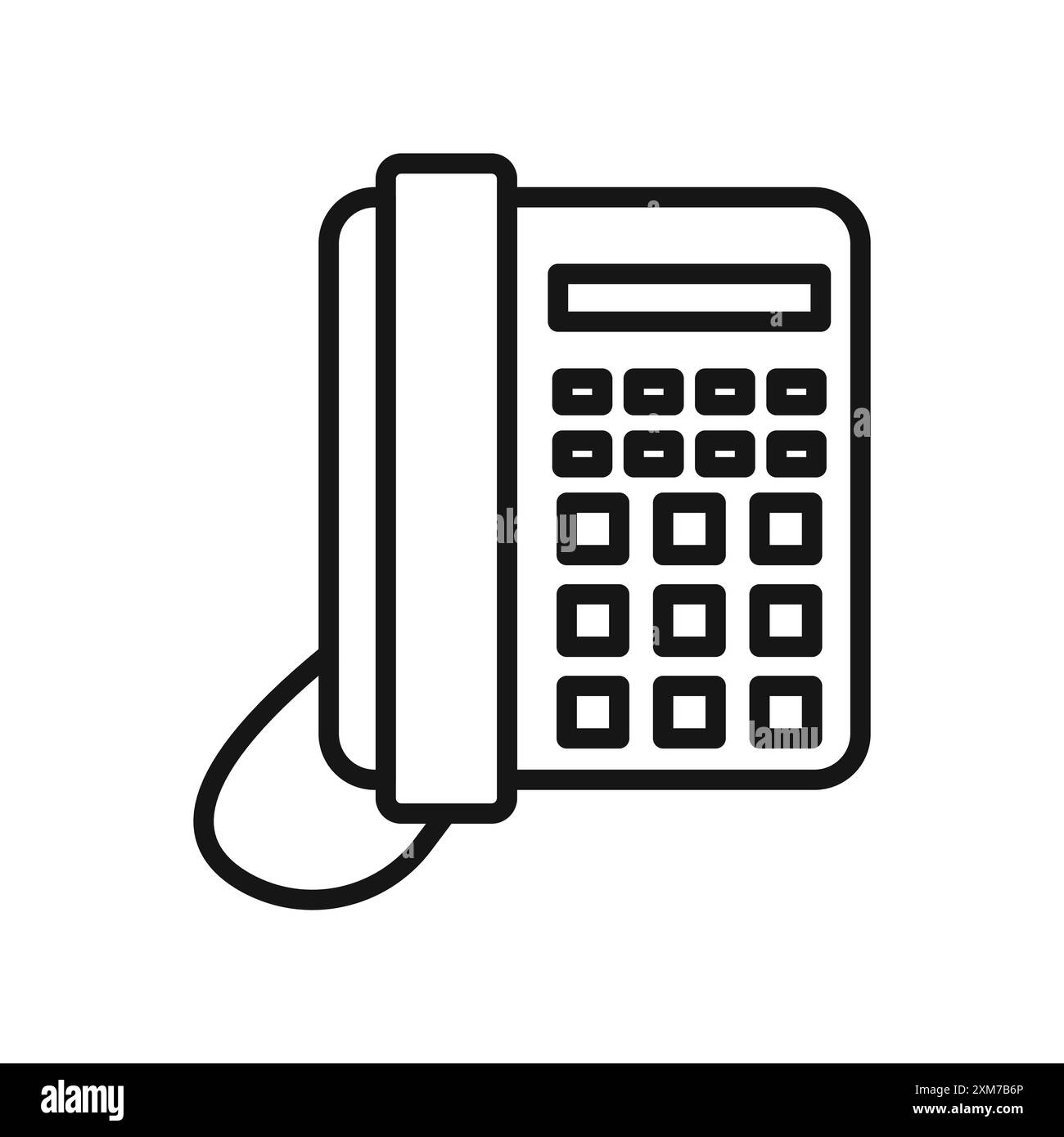 Telephone icon Black line art vector in black and white outline set ...