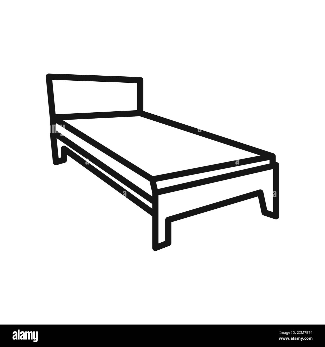 Single bed icon Black line art vector in black and white outline set ...