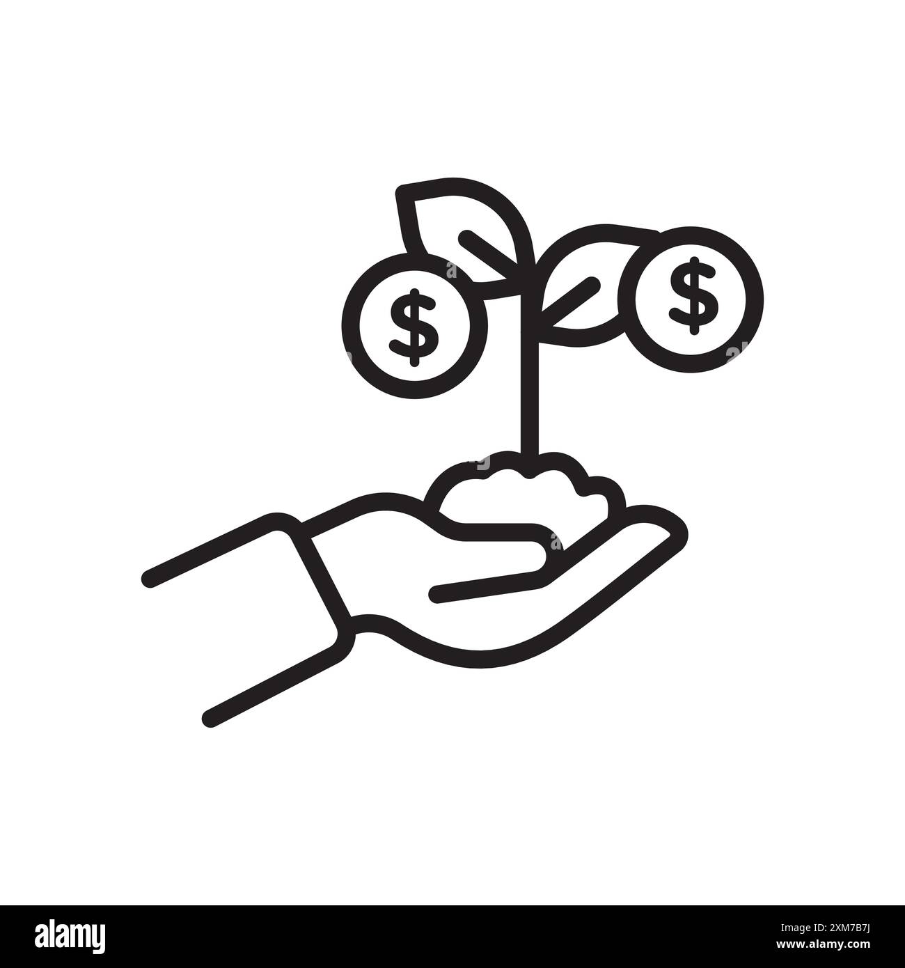 Seed money icon Black line art vector in black and white outline set ...