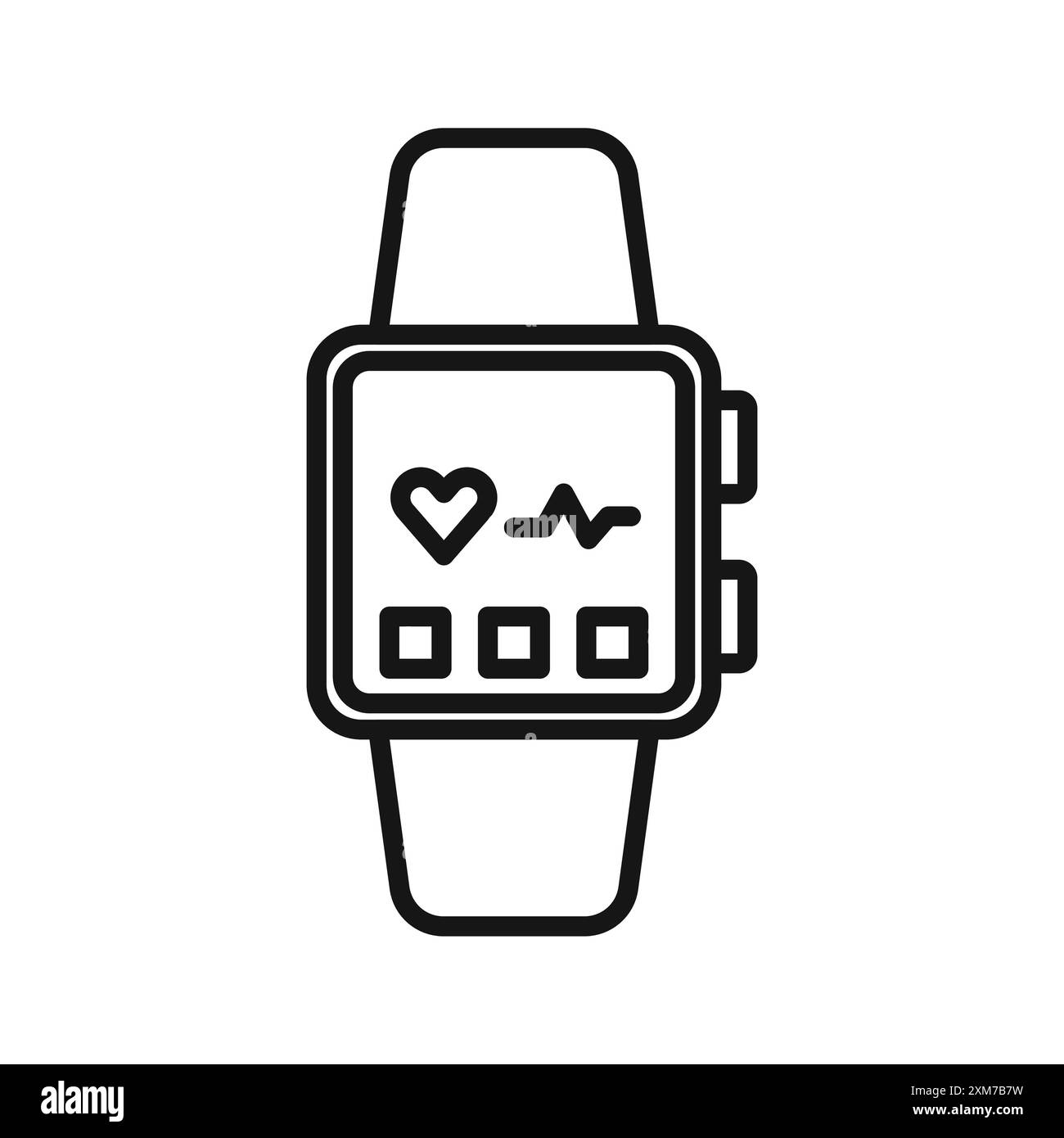 Smart watch icon Black line art vector in black and white outline set ...