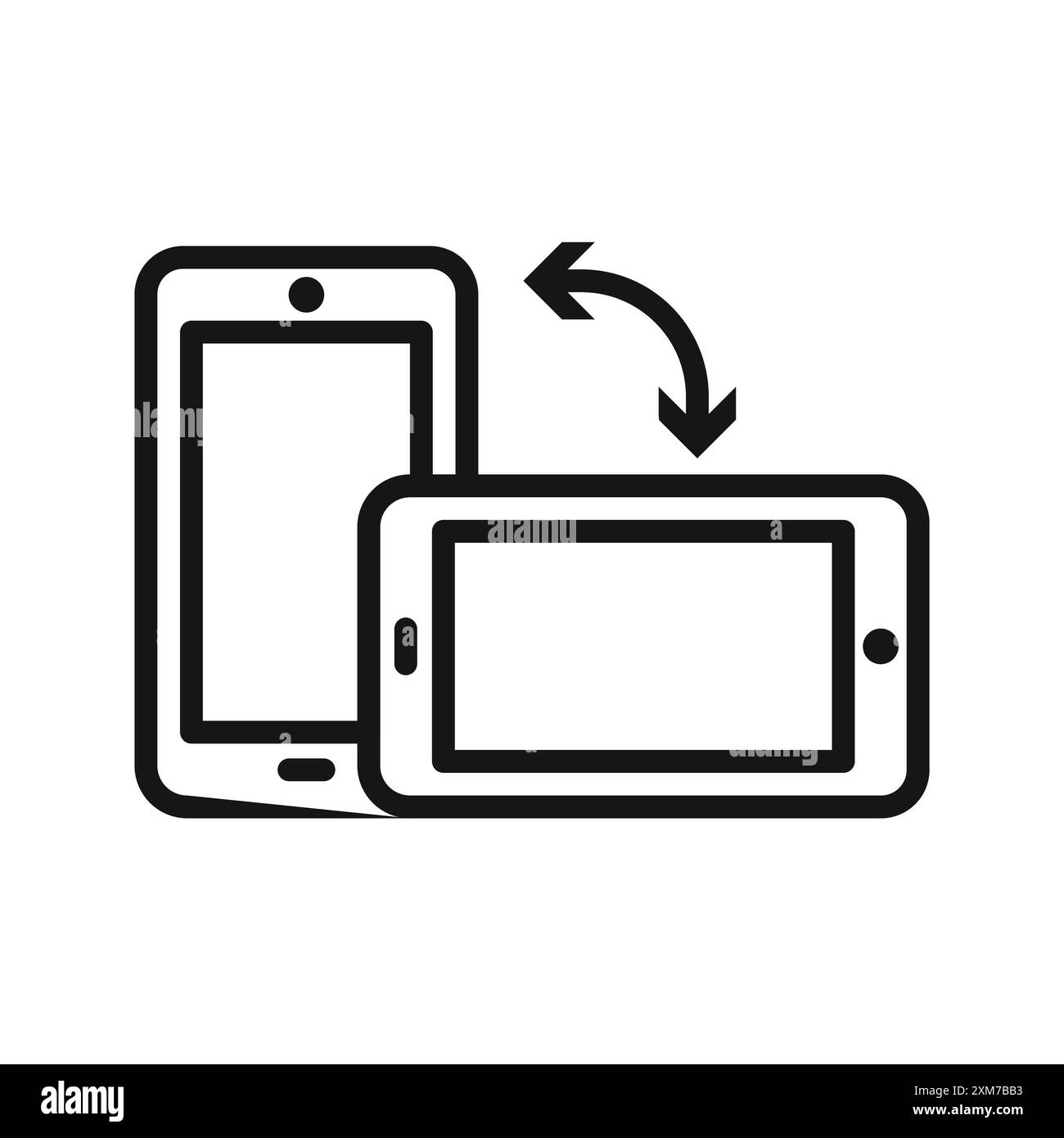rotate phone icon Black line art vector in black and white outline set ...