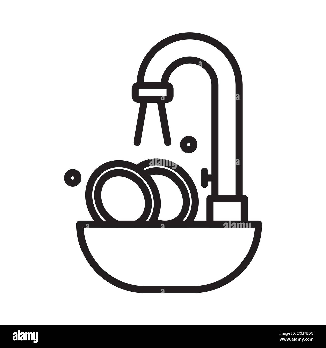 Washing plate icon Black line art vector in black and white outline set ...