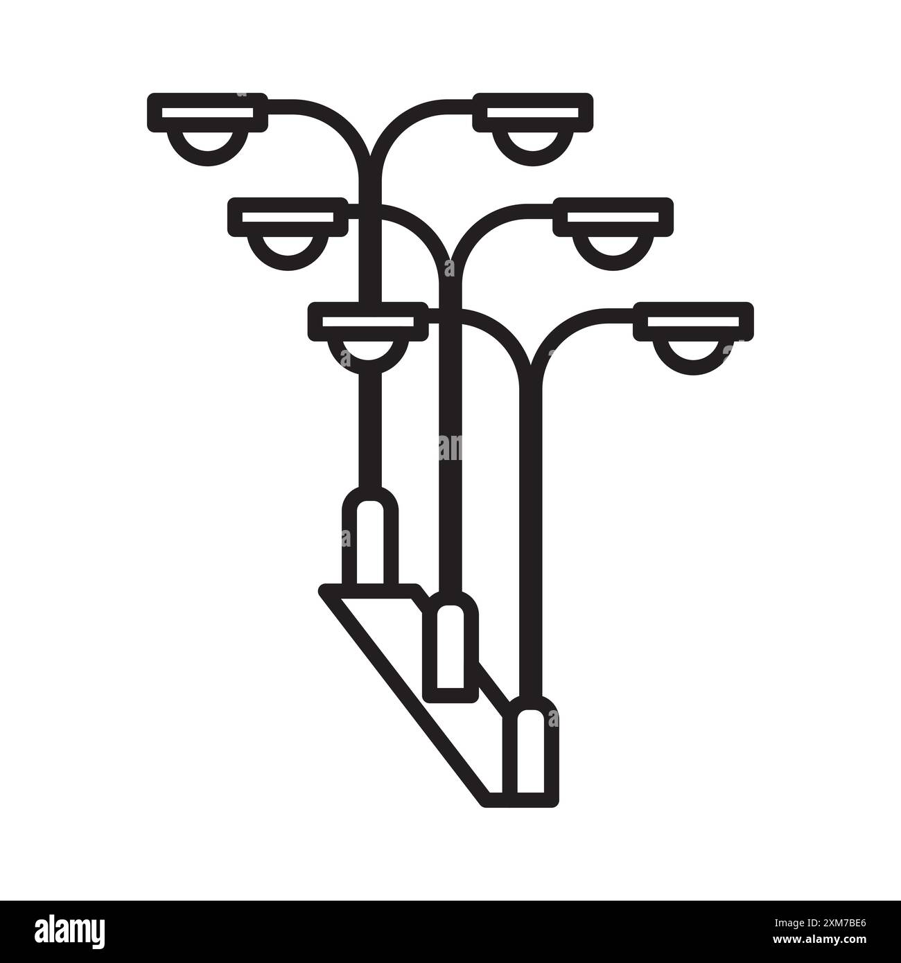 Street lighting icon Black line art vector in black and white outline set collection sign Stock ...