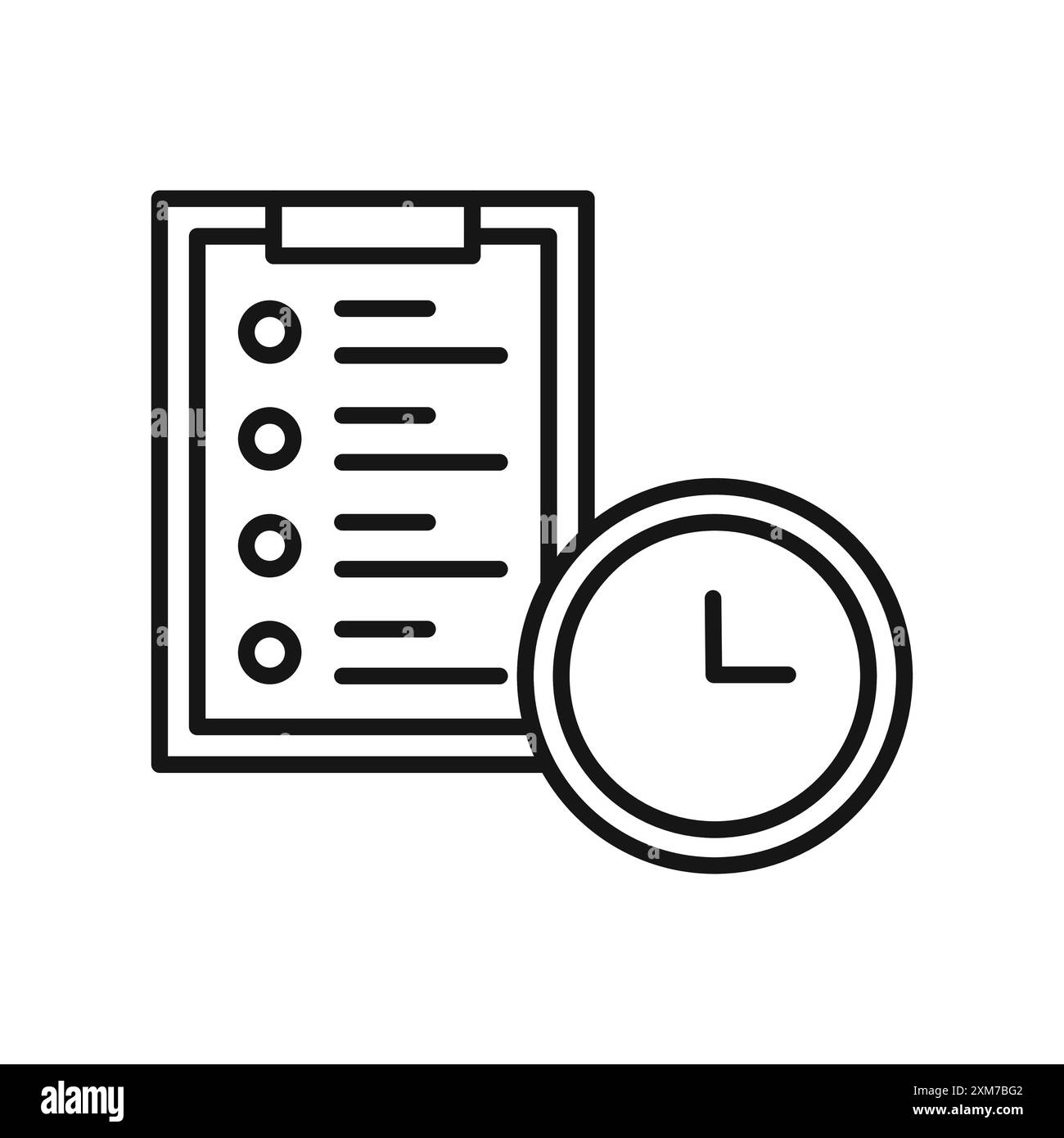 testing time icon Black line art vector in black and white outline set ...