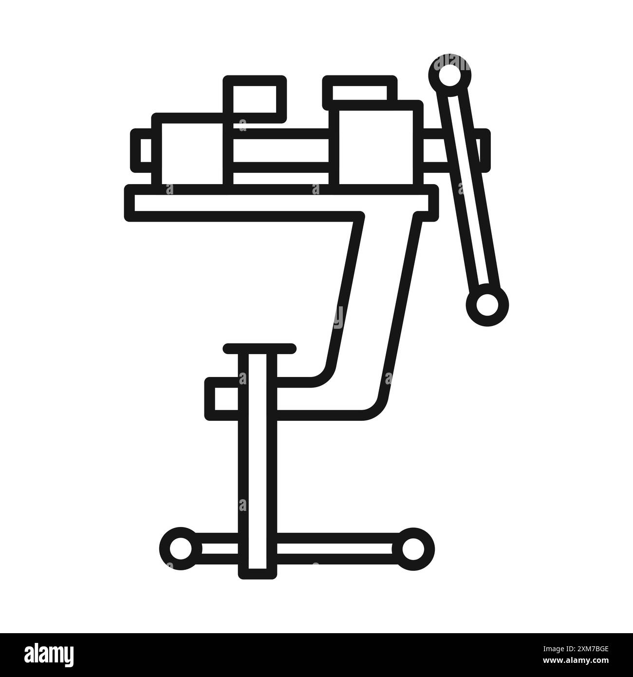 Vice clamp icon Black line art vector in black and white outline set ...