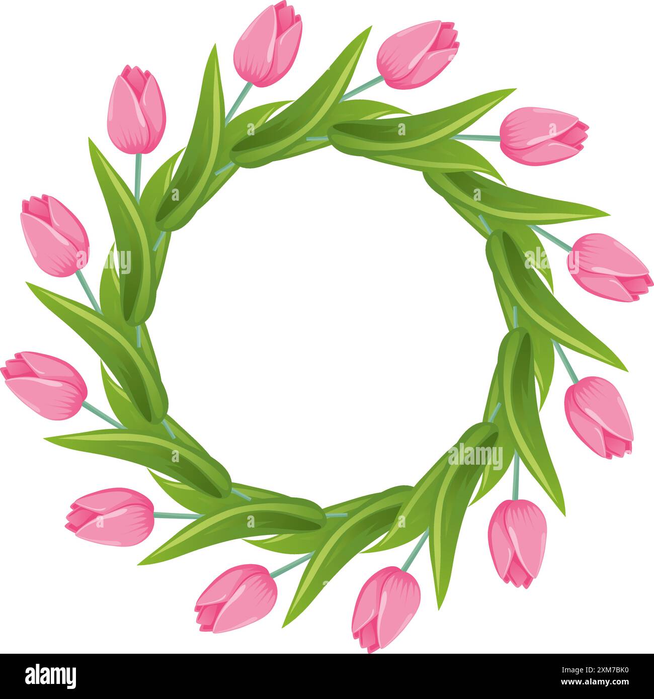 Tulips on pink border Stock Vector Images - Alamy