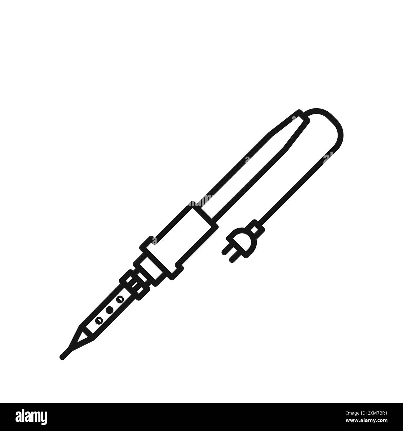 Soldering iron icon Black line art vector in black and white outline ...