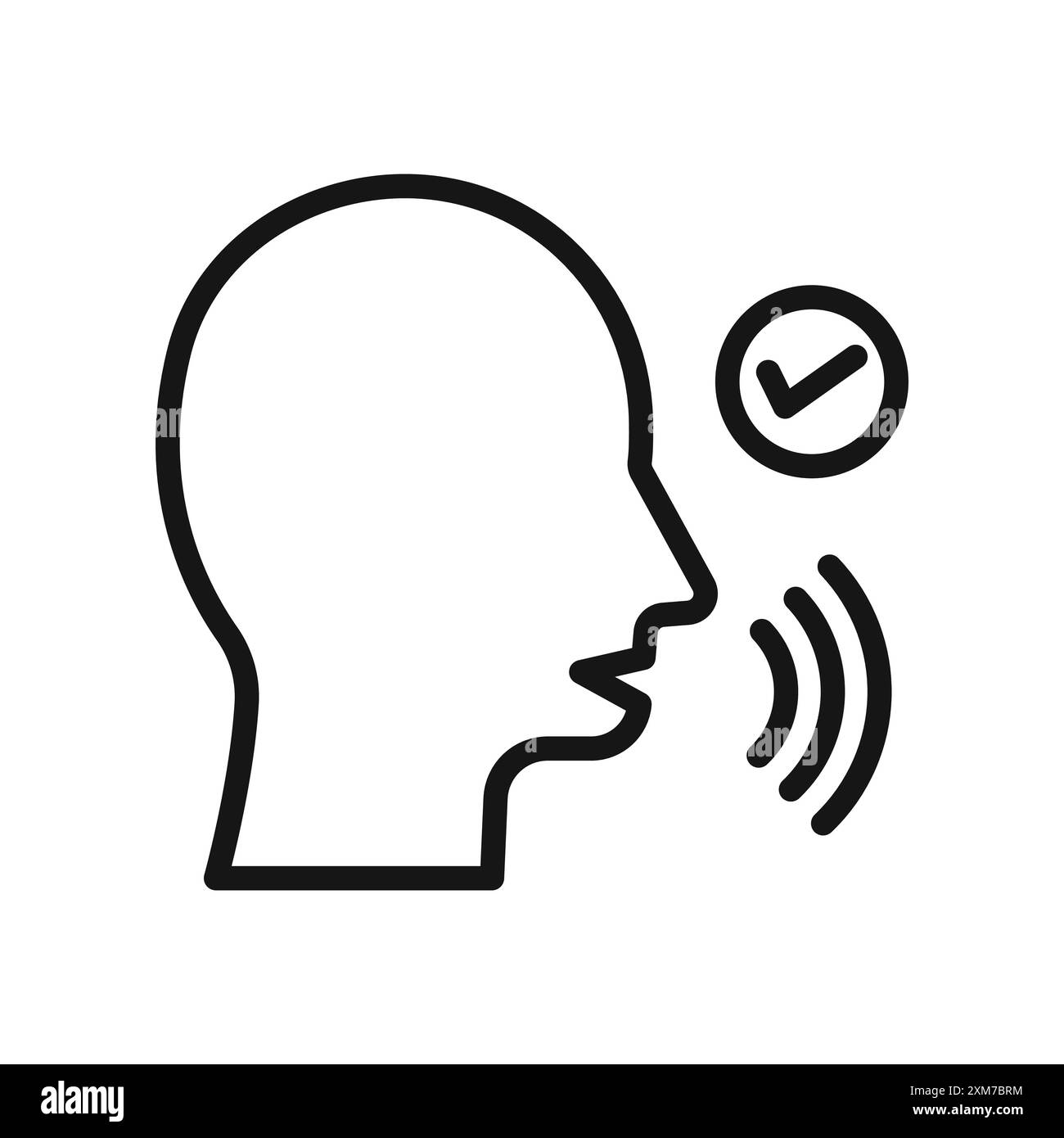 Voice recognition icon Black line art vector in black and white outline ...