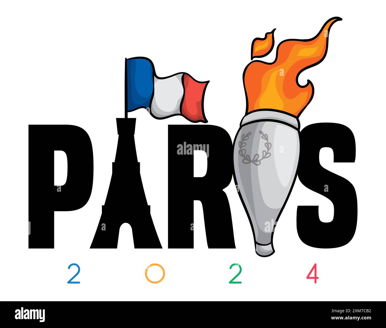 Commemorative sign with silhouetteof the Eiffel Tower, waving French ...