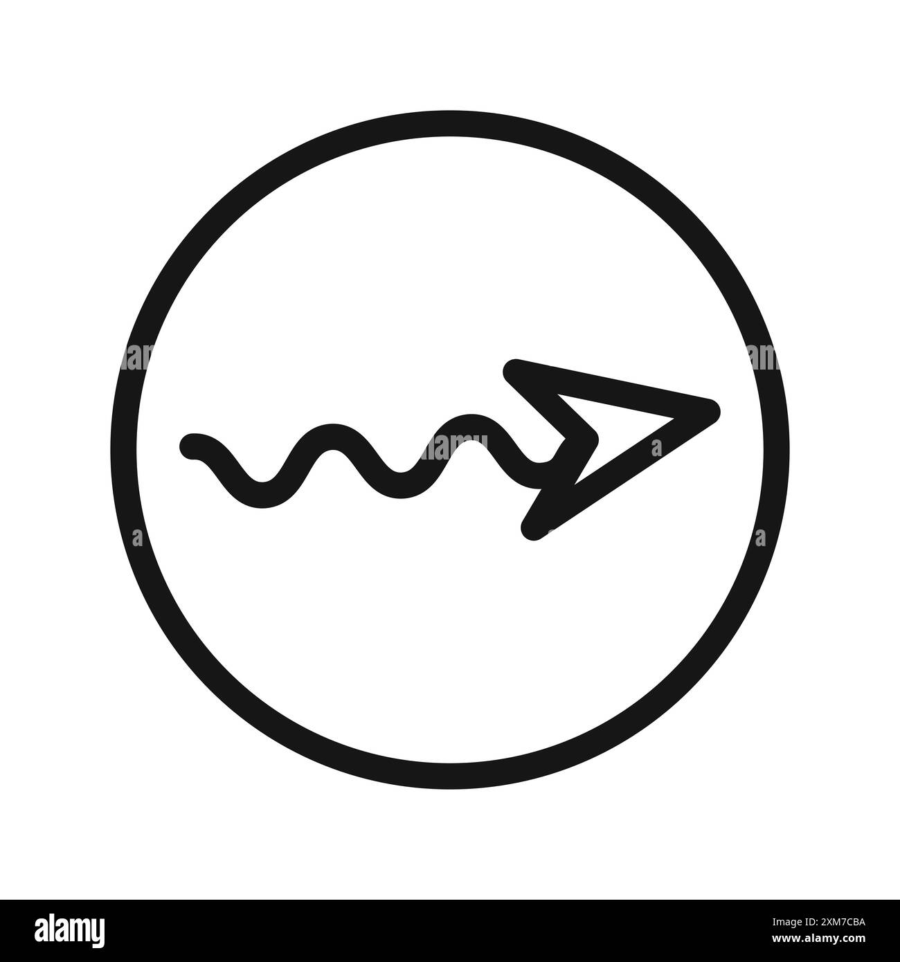 undulating arrow icon Black line art vector in black and white outline ...