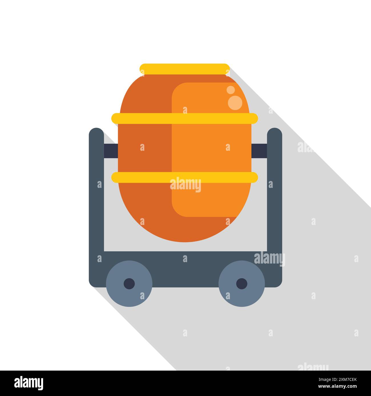 Concrete mixer standing on its wheels, ready to be used for ...