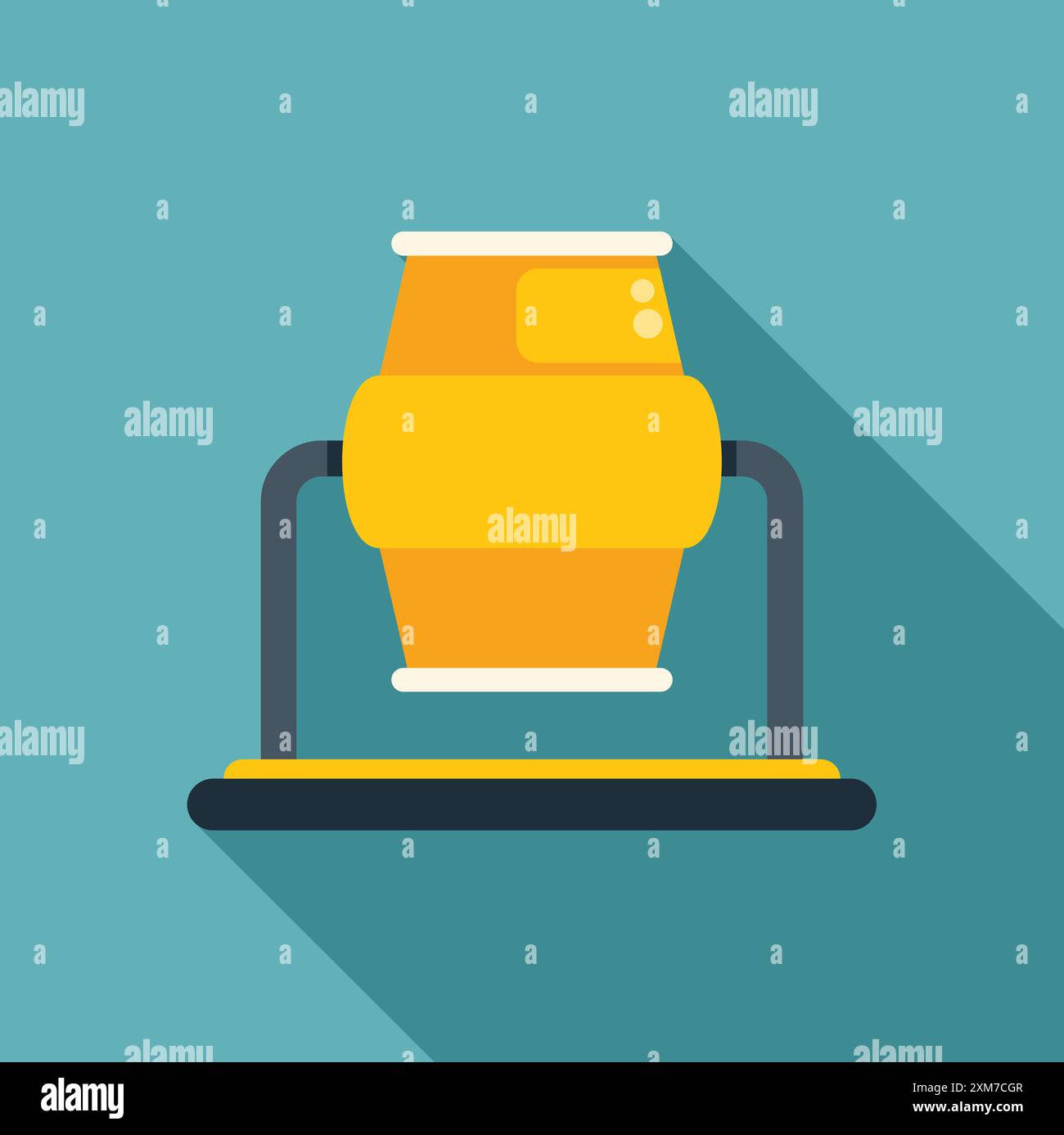 Yellow concrete mixer preparing cement for building construction ...