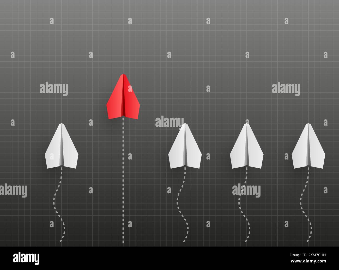 Concept of individuality. Individual unique leader red paper airplane ...