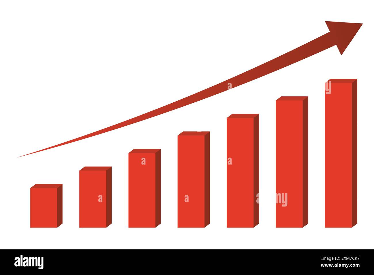 Graph with growth report. Red diagram showing rise and progress. Vector ...