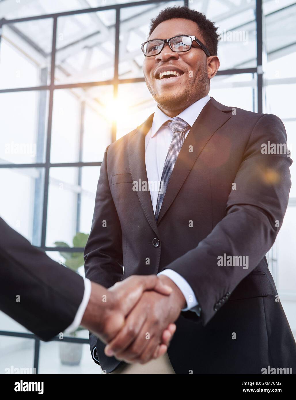 Two business men shaking hands together after successful meeting Stock ...