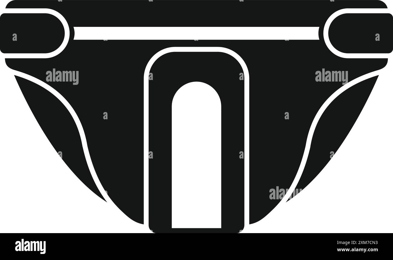 Black and white icon of a baby diaper with elastic fasteners for ...