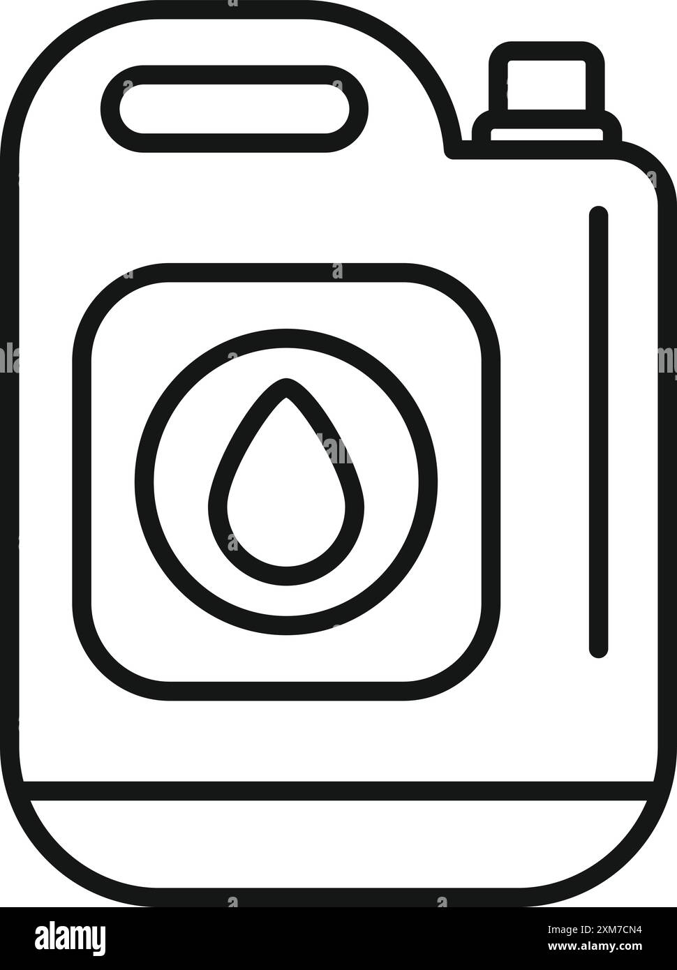 Simple line drawing of a plastic jerrycan showing a liquid drop icon ...
