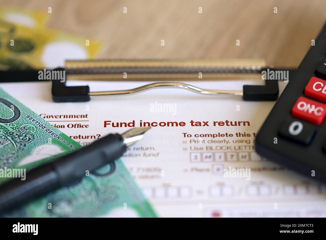 KYIV, UKRAINE - JULY 10, 2024 Australian Fund Income Tax Return blank ...