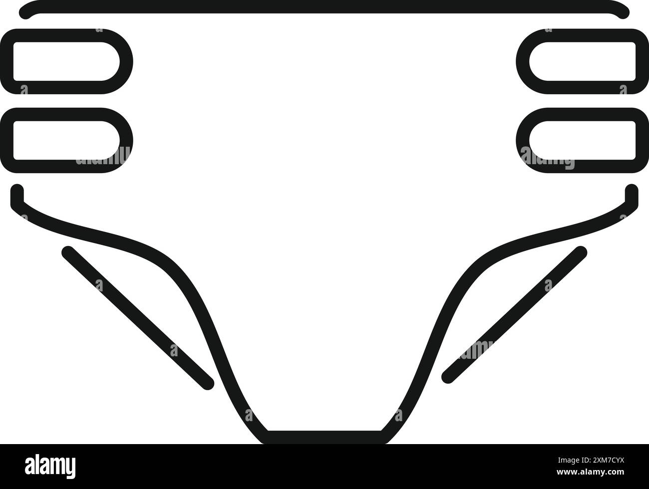 Black simple line vector icon representing a baby diaper with elastic ...