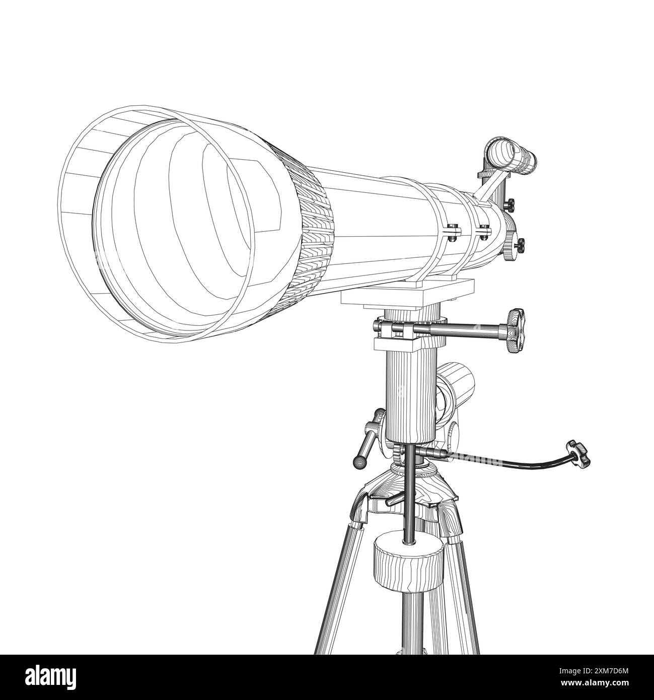 Contour drawing of Telescope - astronomy tool. Telescope in simple ...