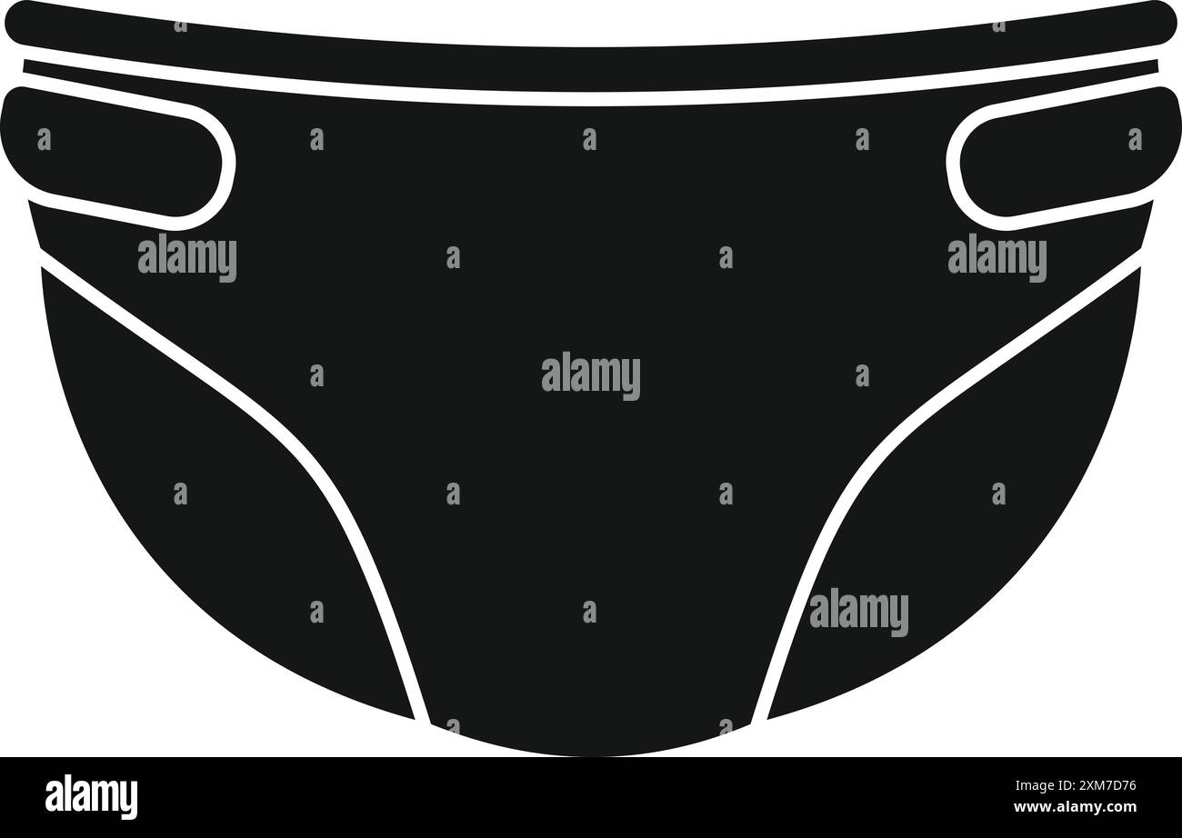 Simple black icon of a disposable baby diaper, representing childcare ...