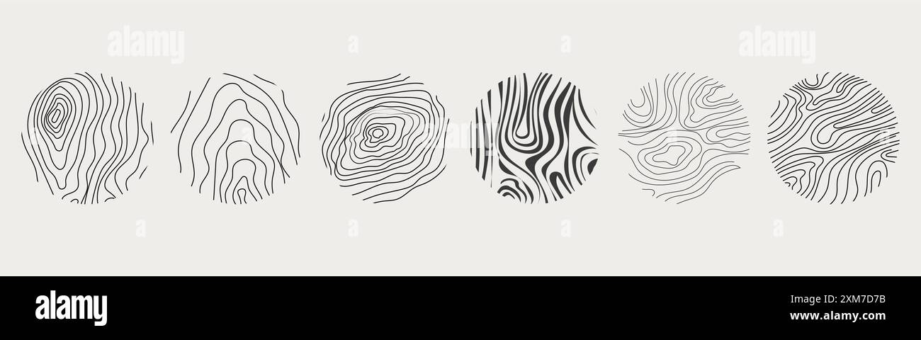 Wood texture material doodle hand drawn line. Tree trunk geometric ...