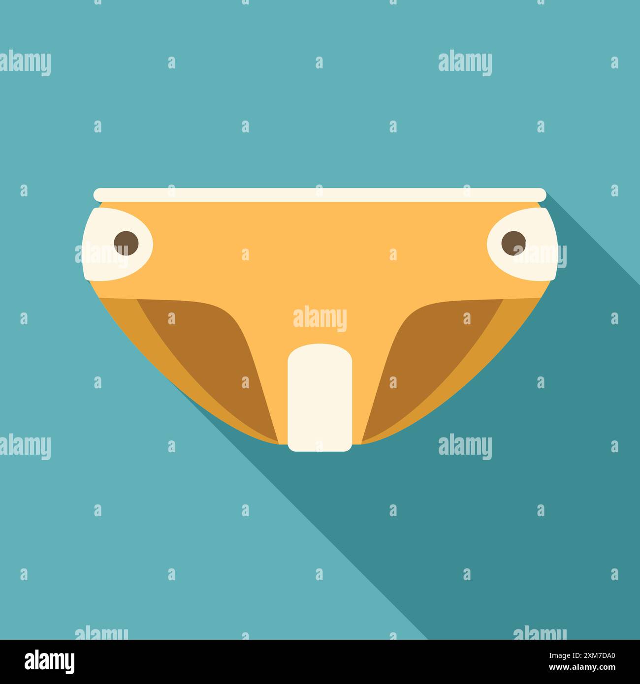 Yellow baby diaper icon in flat design style with long shadow on ...