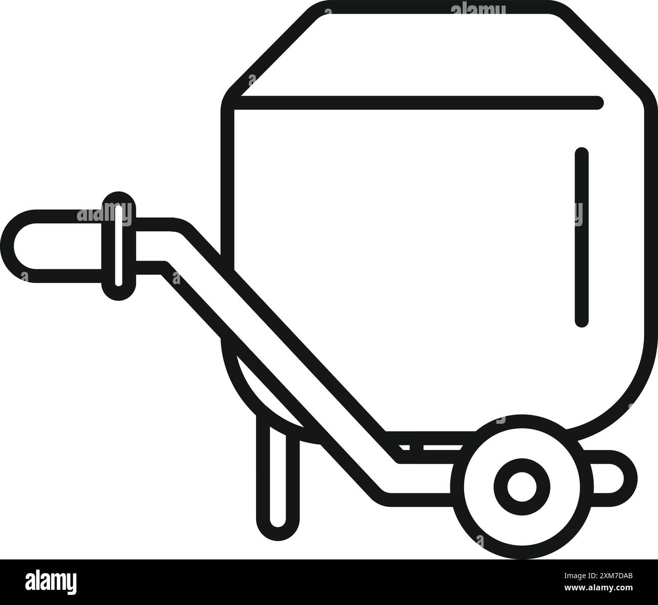 Line drawing of a concrete mixer being pushed at a construction site ...