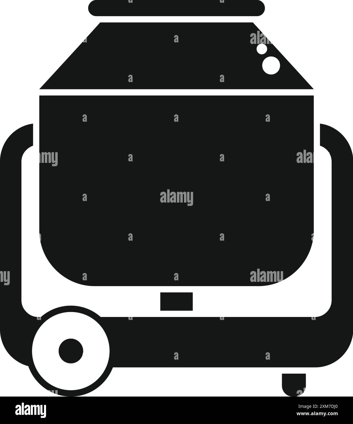 Simple, solid black icon of a concrete mixer machine mixing cement for ...