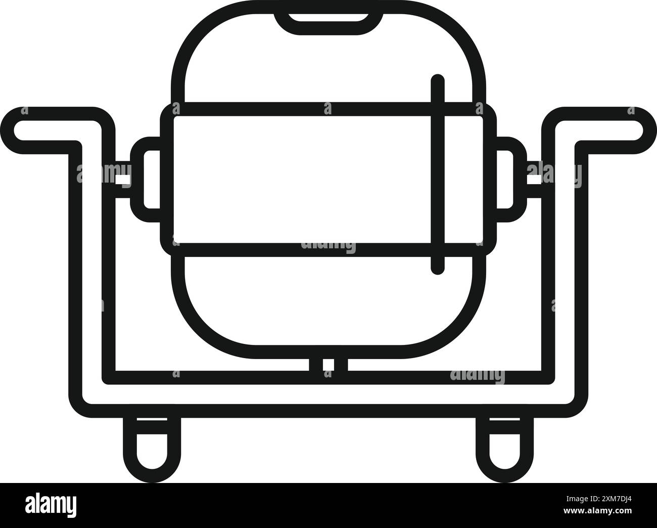 Electric concrete mixer standing on wheels mixing cement plaster mortar ...