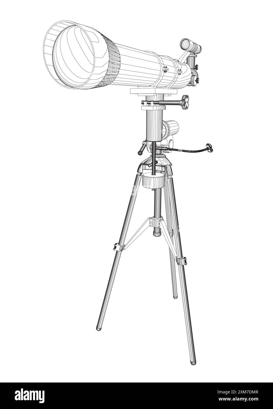 Contour drawing of Telescope - astronomy tool. Telescope in simple ...