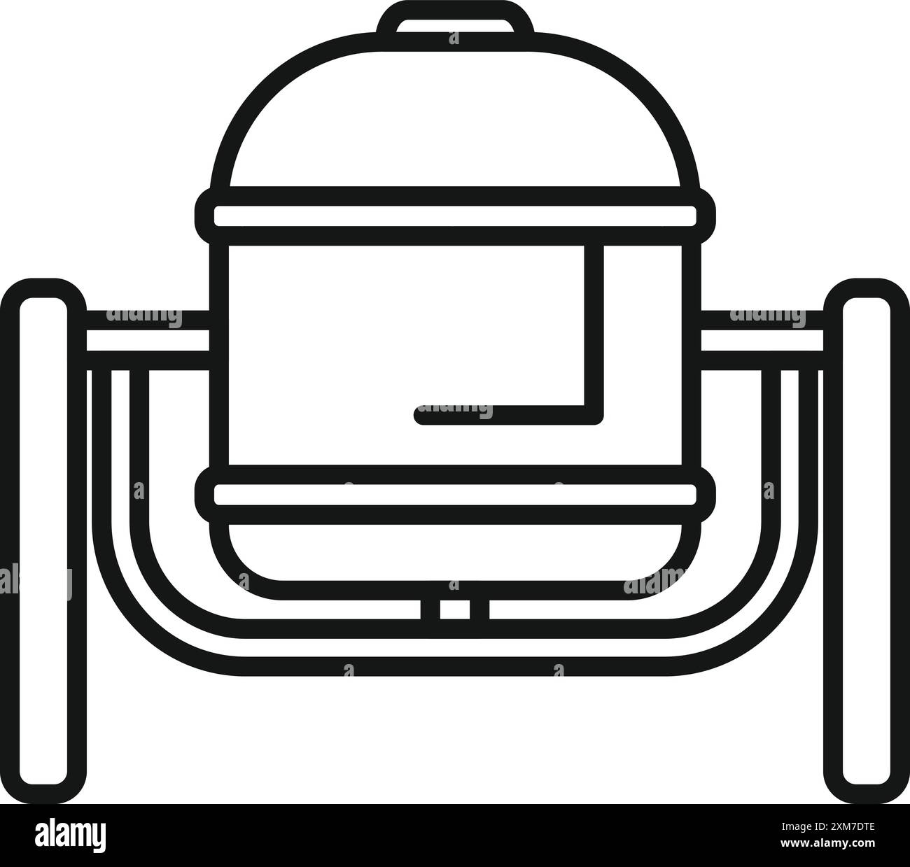 Simple line icon of a large industrial water tank standing on a metal ...