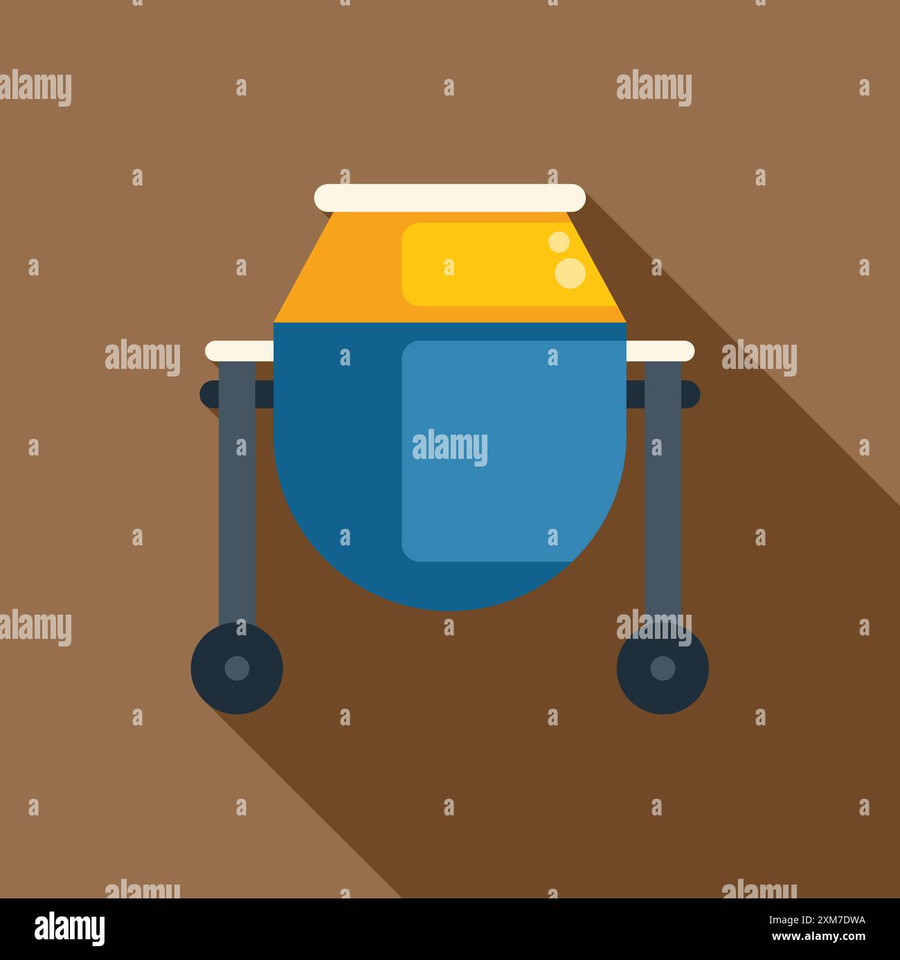 Concrete mixer standing on wheels, equipment for construction works and ...