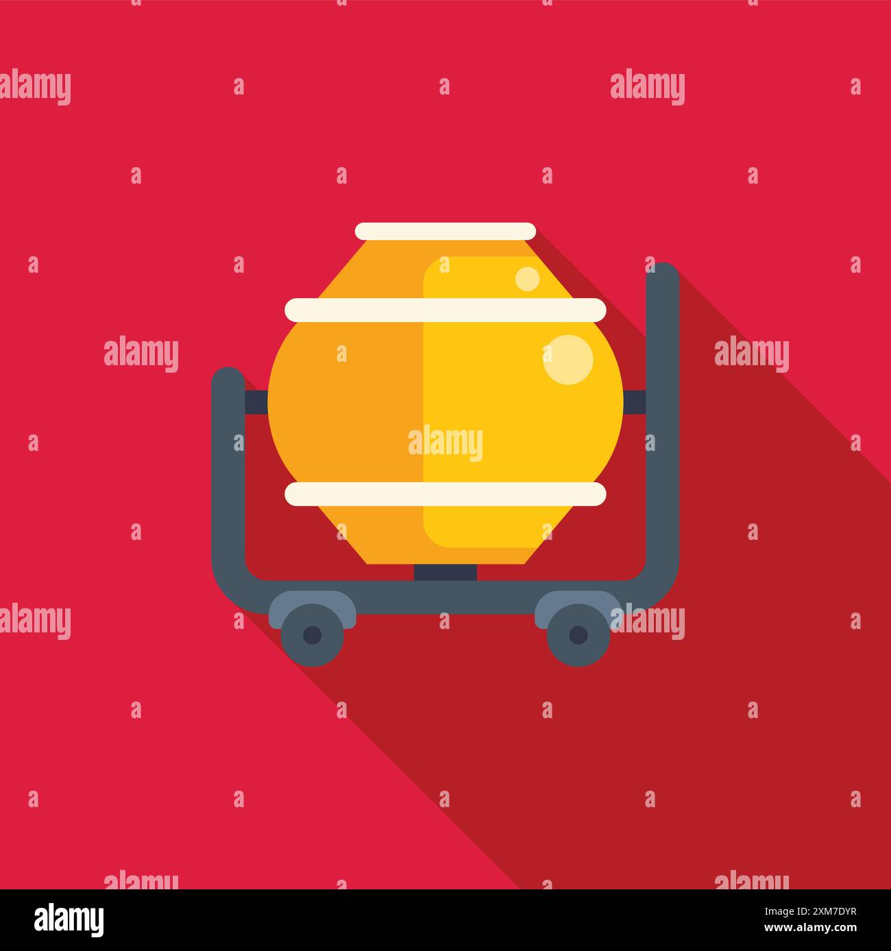 Illustration of a concrete mixer using a rotating drum for mixing ...