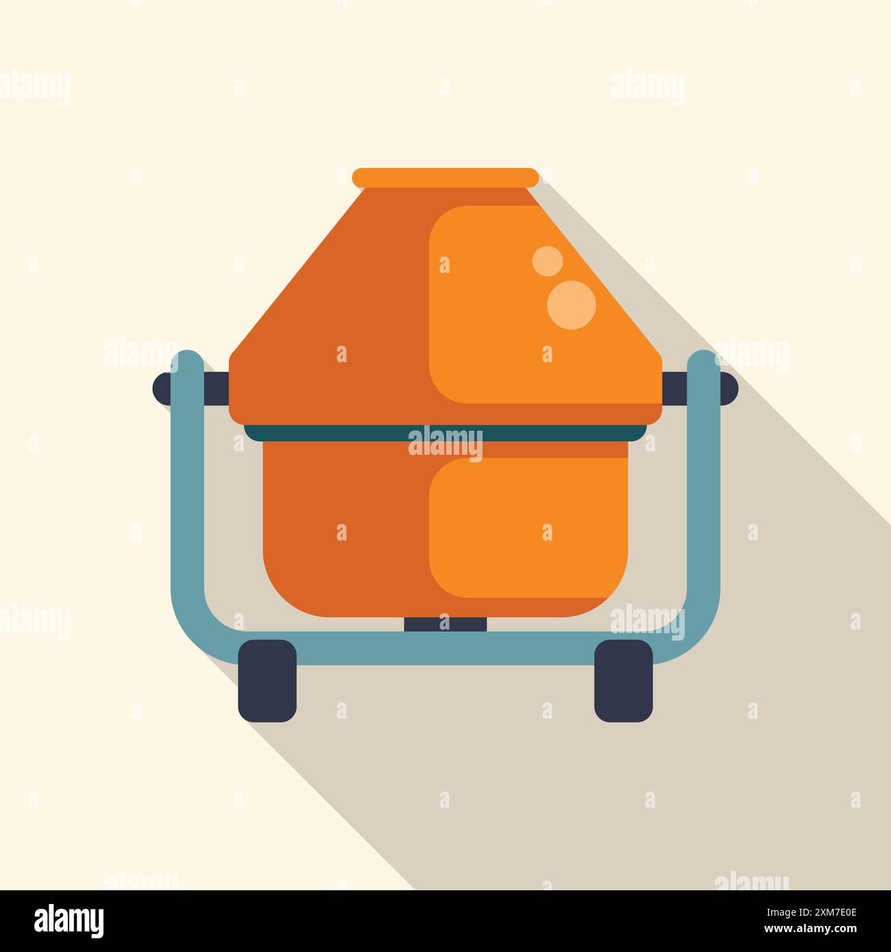 Orange cement mixer standing by, ready to be used for mixing concrete ...