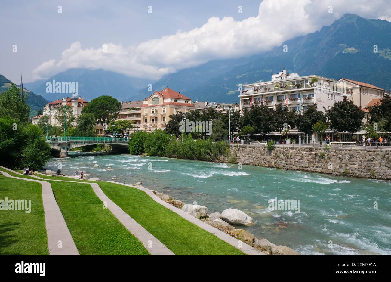Merano, South Tyrol, Italy - Passer Terraces on the River Passer, on ...