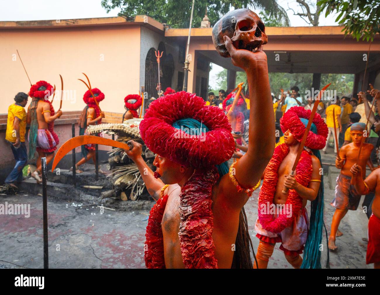 Hindu devotees covered with orange color in Lal Kach festival, Dhaka ...