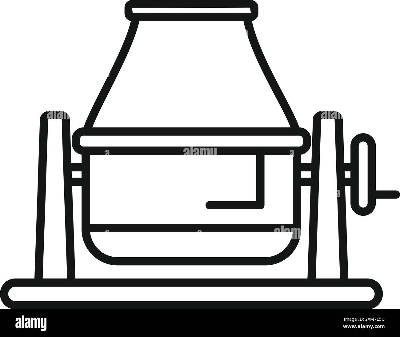 Simple line icon of a concrete mixer, a machine used for mixing cement ...