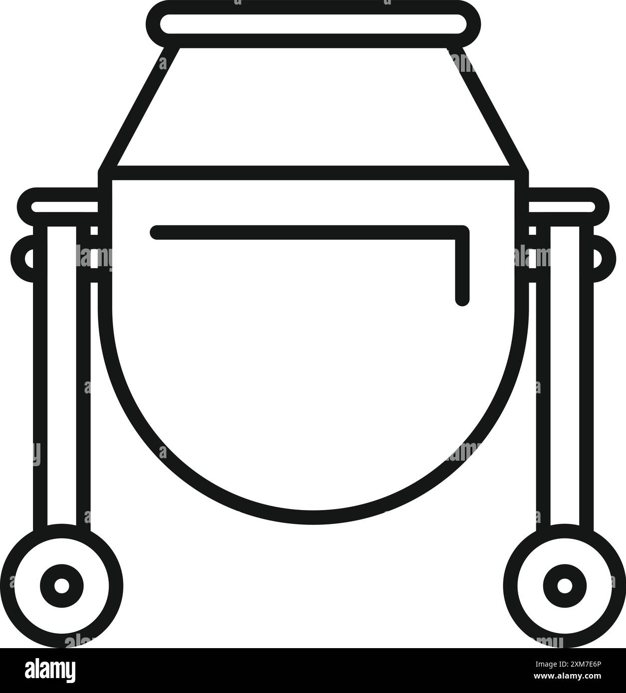 Black and white line drawing of a concrete mixer standing on wheels ...