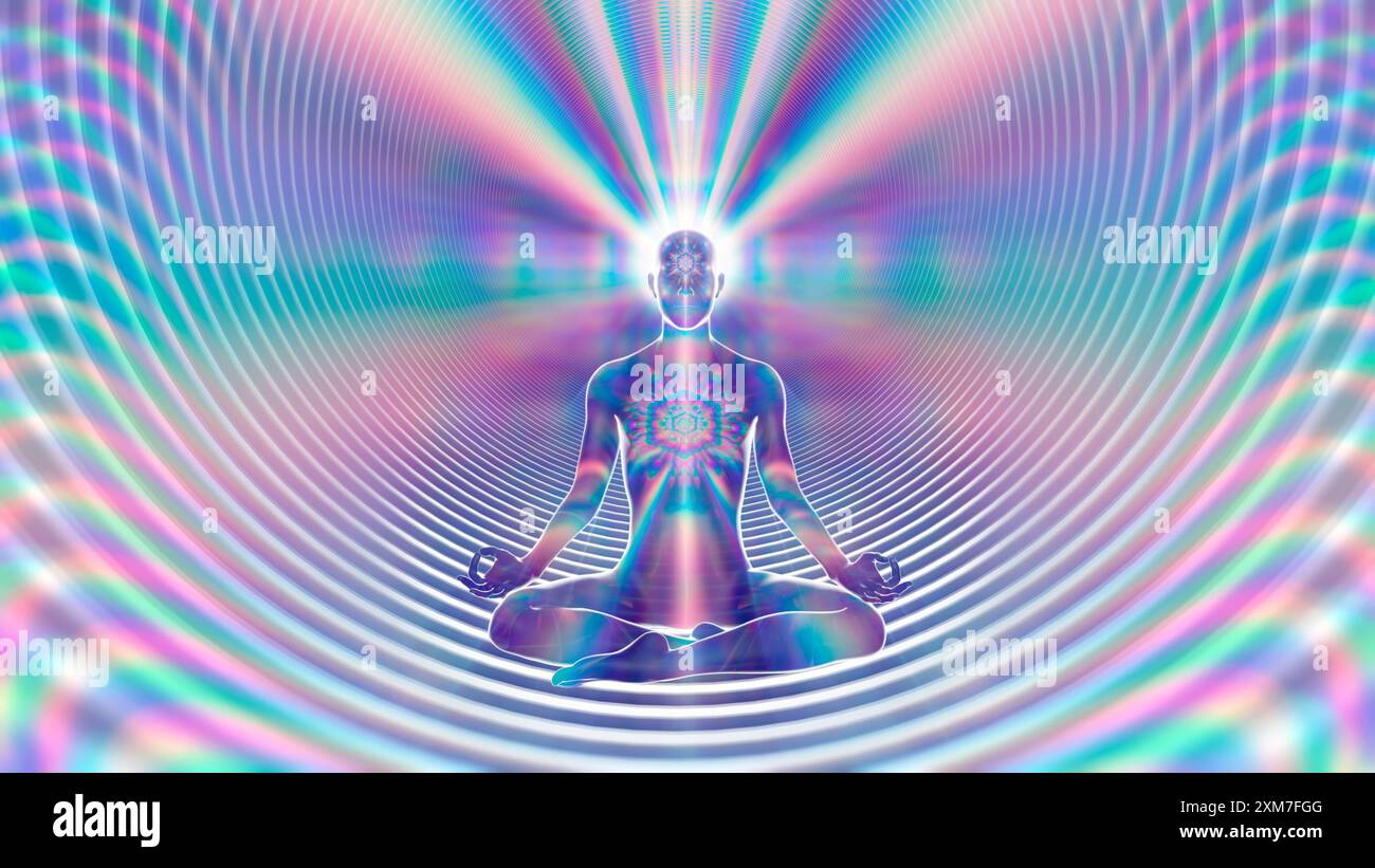 3d illustration layers of light part to reveal new levels of self ...