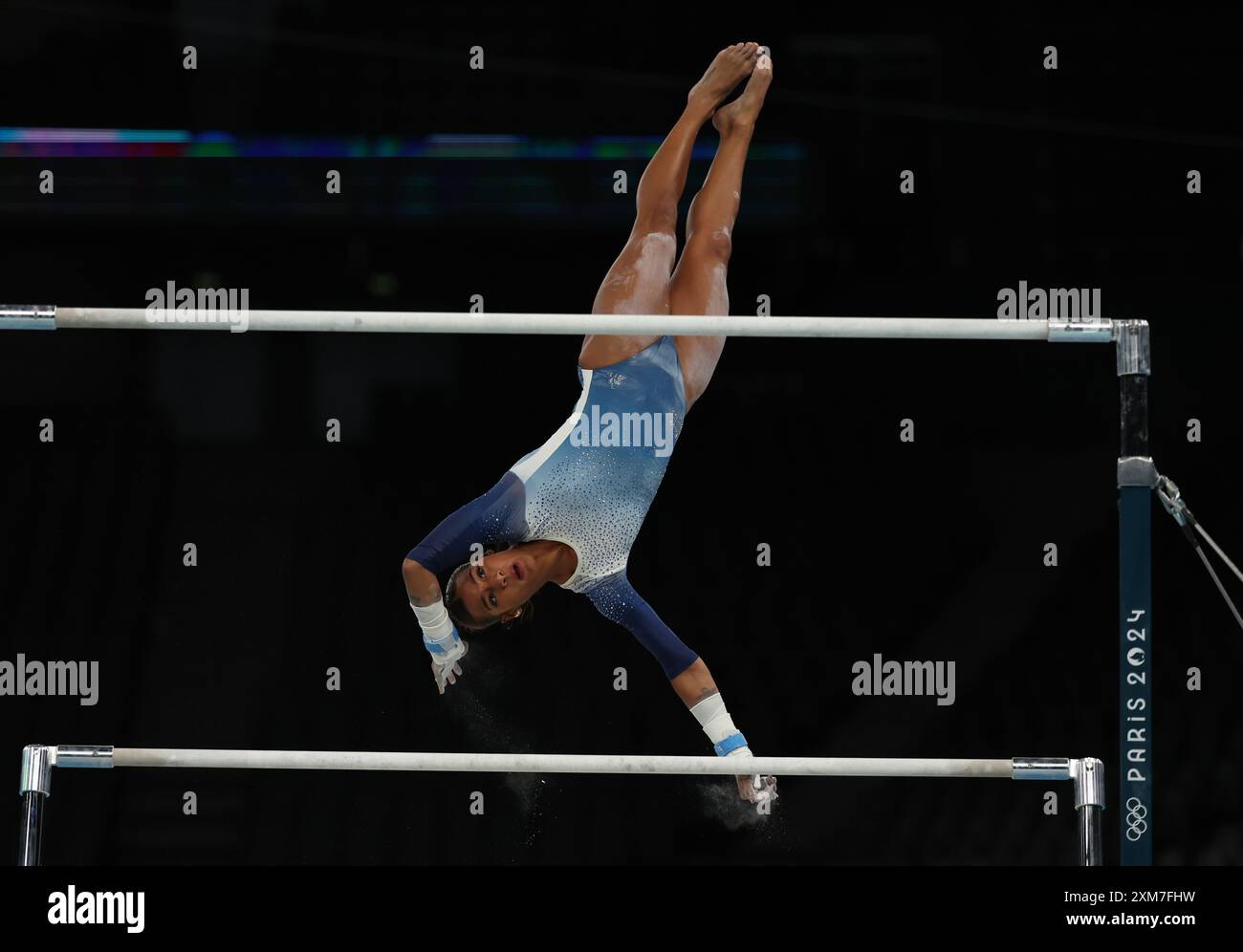 Marine Boyer of France practices on the uneven bars during a Gymnastics ...