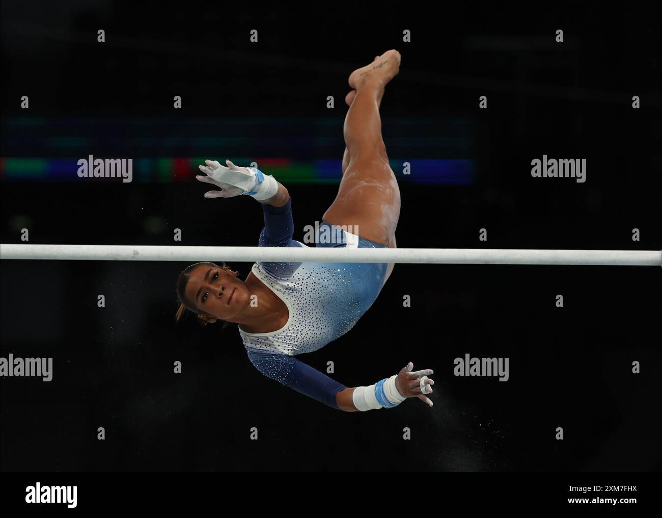 Marine Boyer of France practices on the uneven bars during a Gymnastics ...
