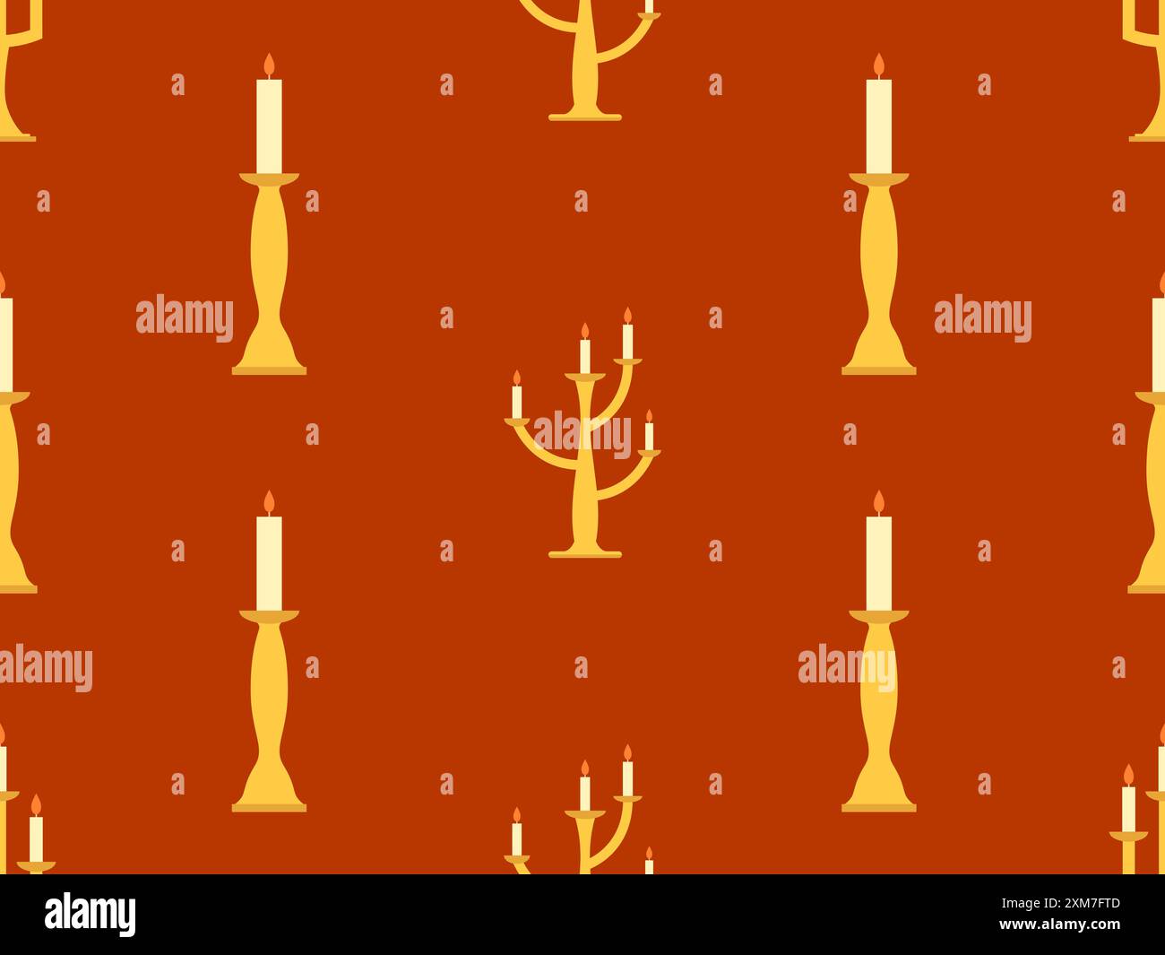Candlesticks seamless pattern. Candlestick with candles. Candle holder ...